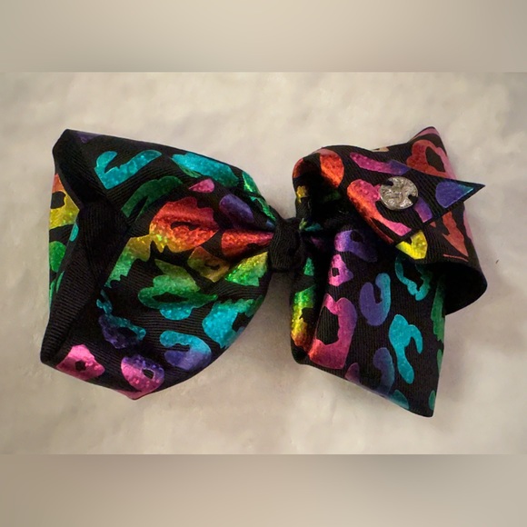 Justice | Accessories | Justice Rainbow Leopard Print Clip Hair Bow ...